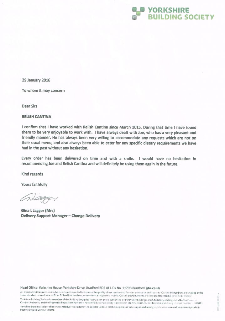 Recommendations and Testimonials : Relish Food