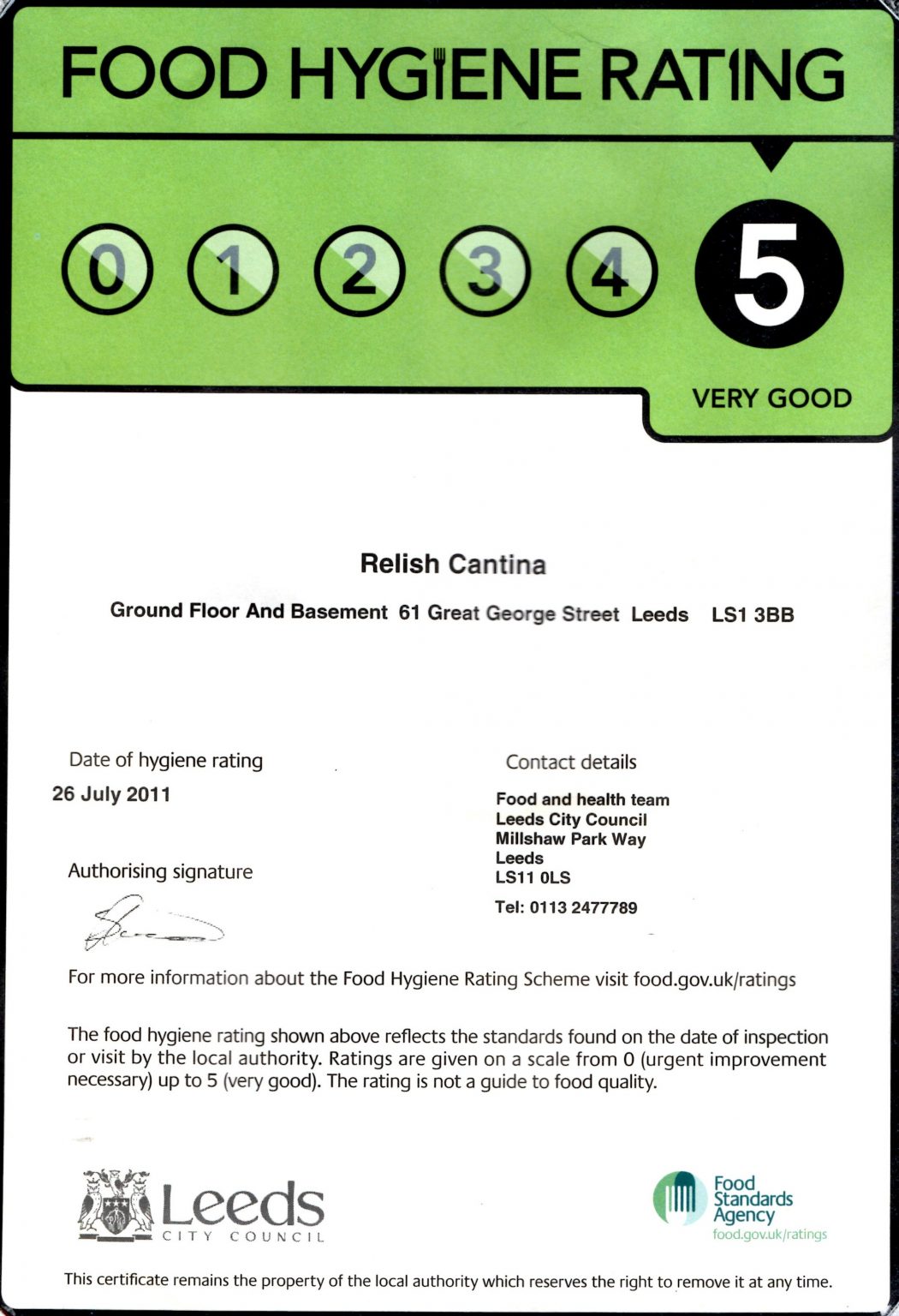 Certificates and Qualifications : Relish Food